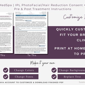 IPL Photofacial Consent Form | Intense Pulsed Light Consent Esthetician ...
