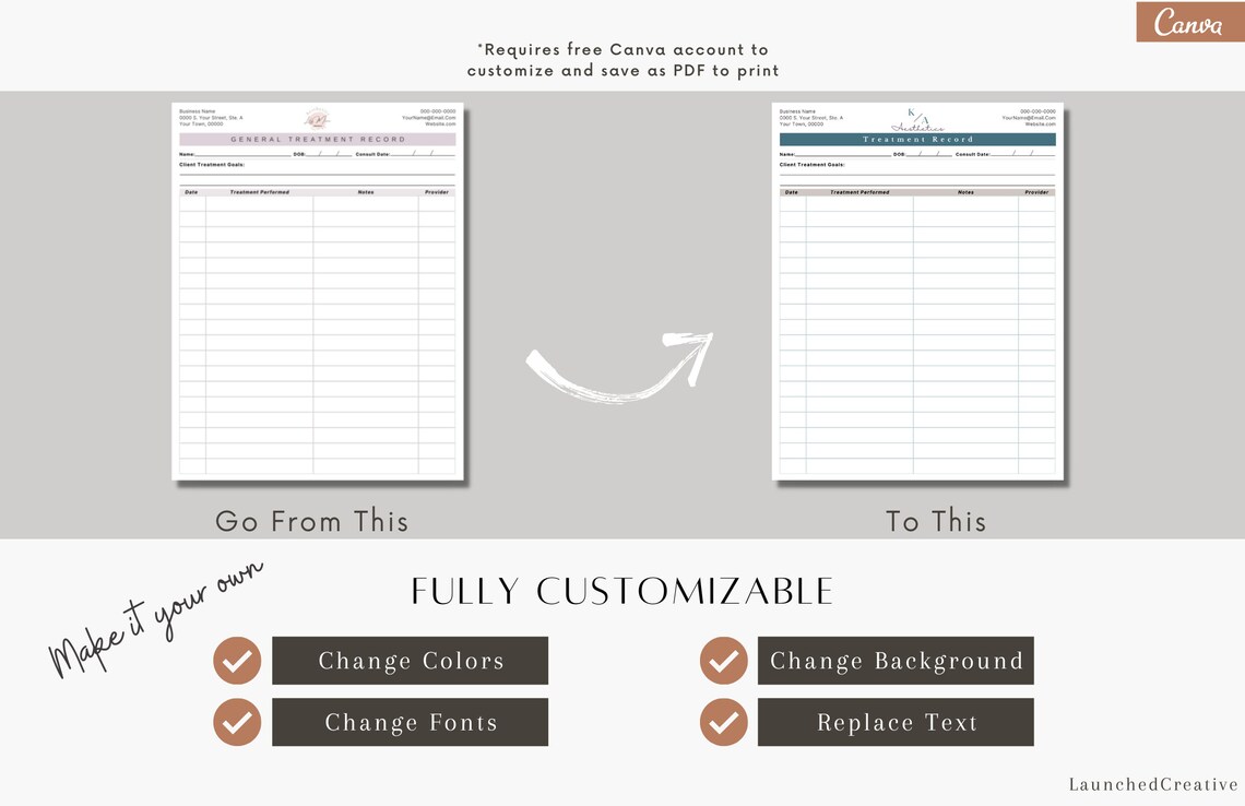 Aesthetic Treatment Record Form Template General Aesthetics - Etsy