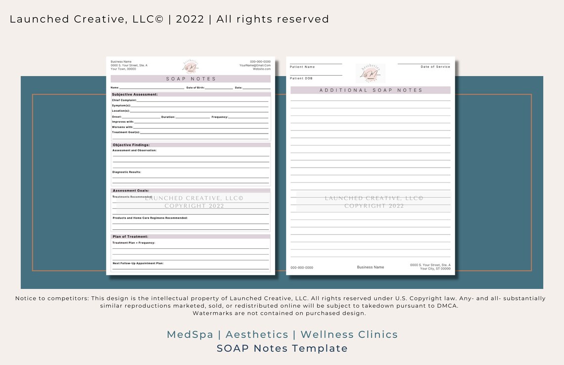 SOAP Note Template | Aesthetic Medspa Esthetician SOAP Note ...