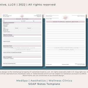 SOAP Note Template | Aesthetic Medspa Esthetician SOAP Note ...