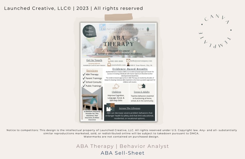 ABA Therapy Services Flyer Template | Canva - Etsy