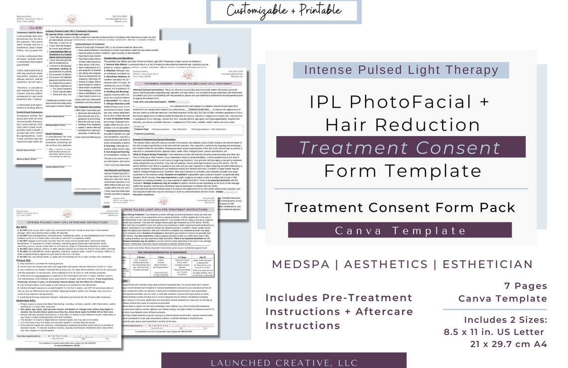 IPL Photofacial Consent Form Intense Pulsed Light Consent - Etsy
