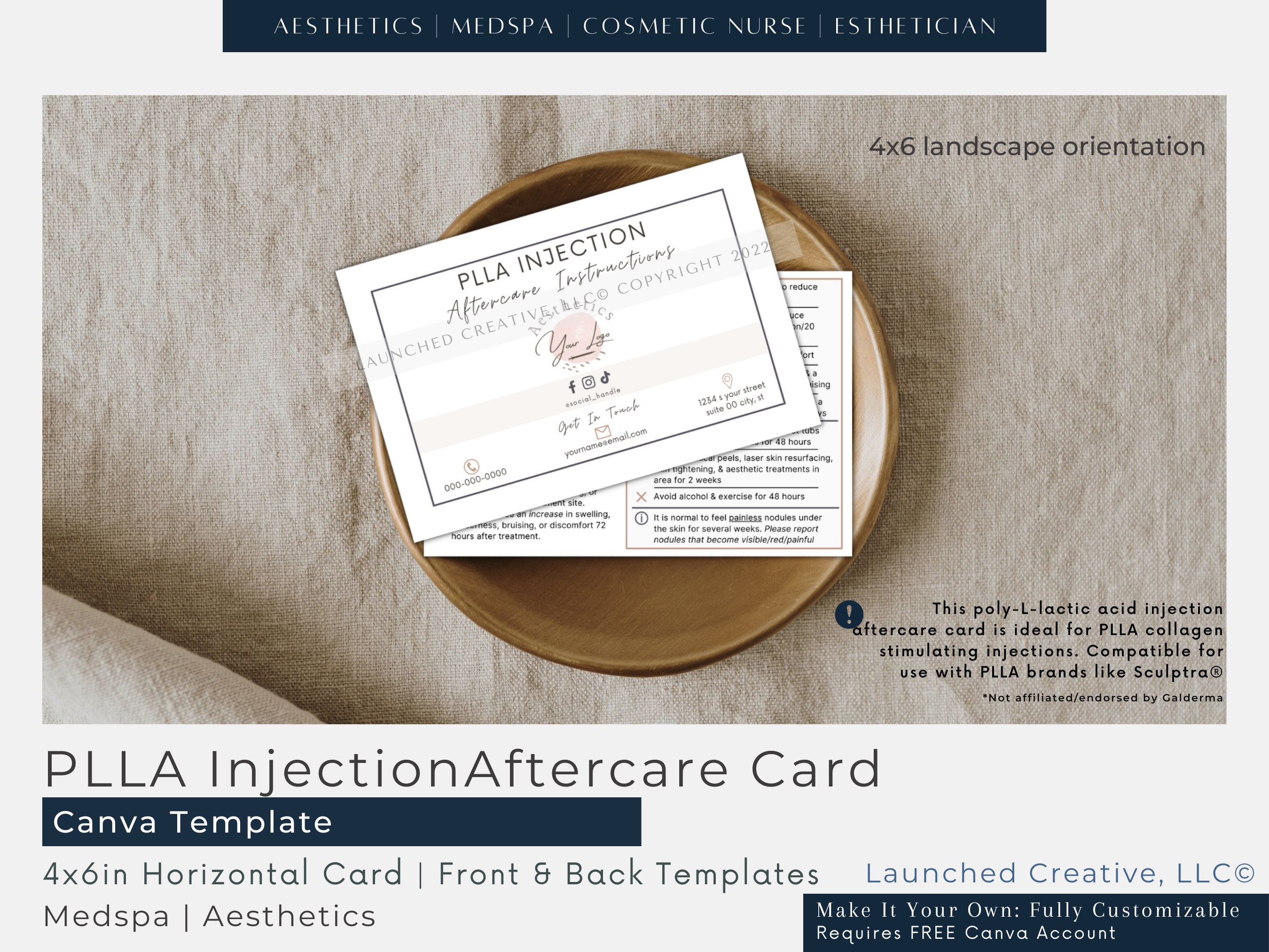 PLLA Sculptra® Collagen Stimulating Injection Aftercare Card | PLLA ...