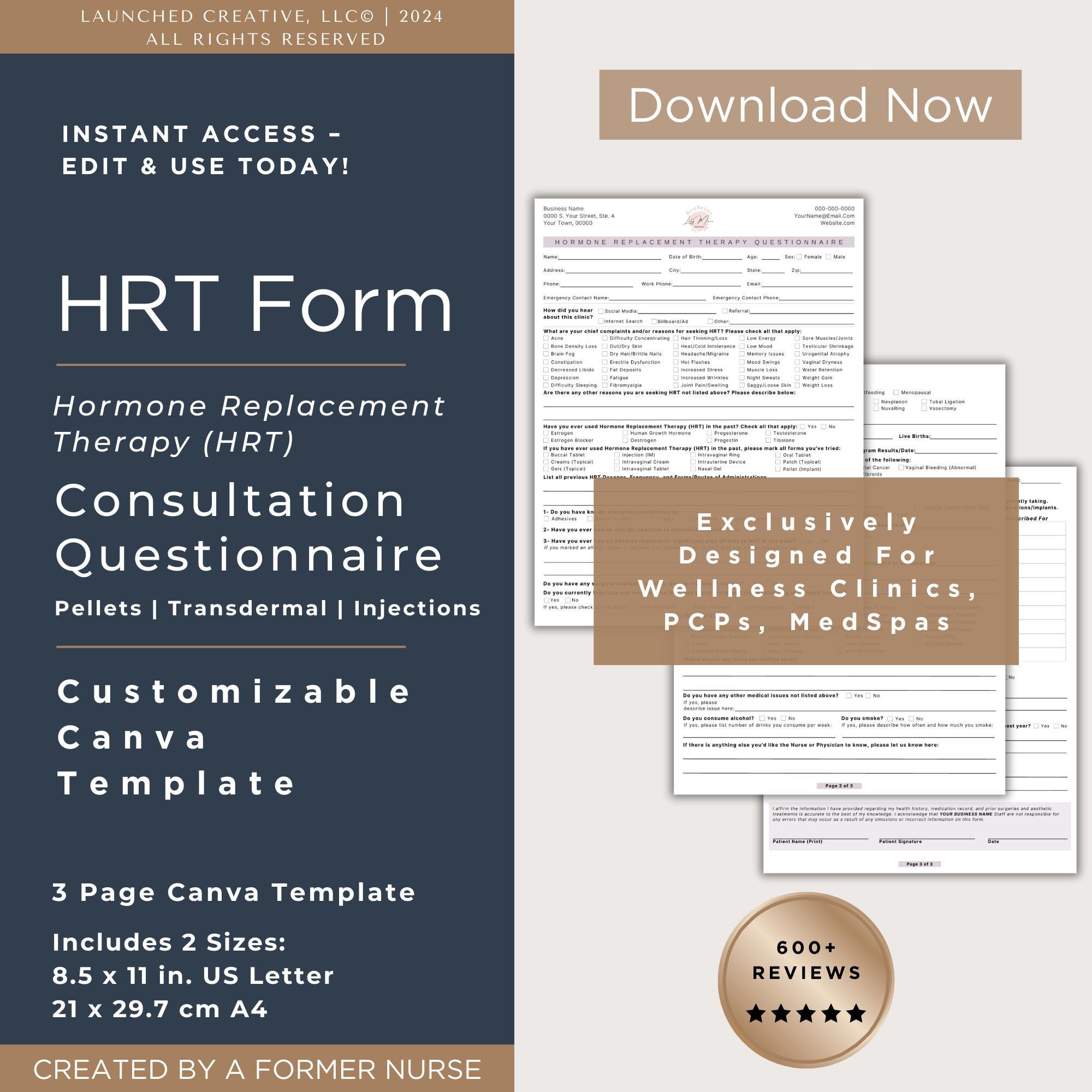 Hormone Replacement Therapy Intake Questionnaire Form Template ...