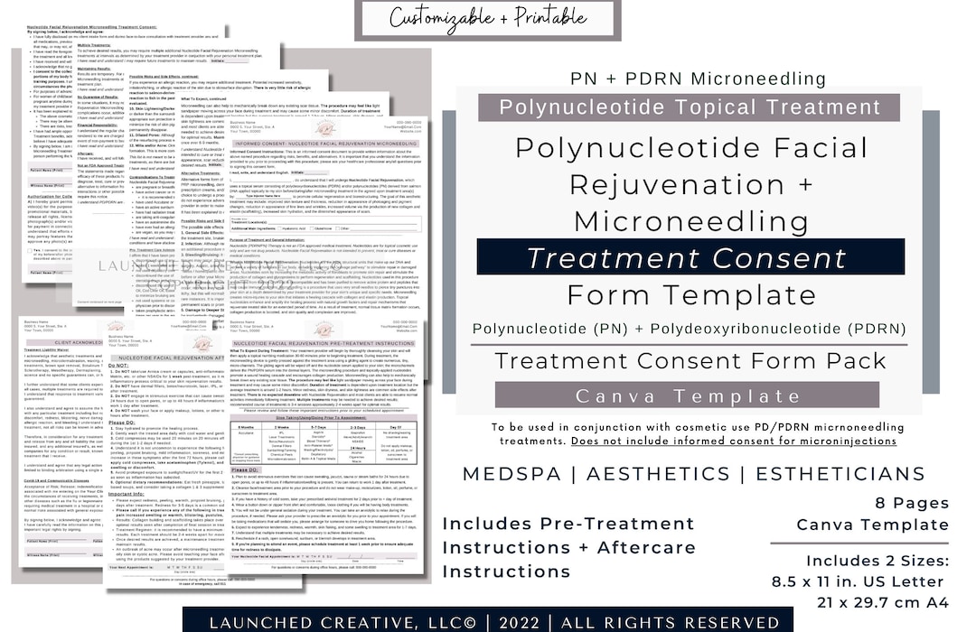 Nucleotide Microneedling Consent Template | PDRN Polynucleotide Facial ...