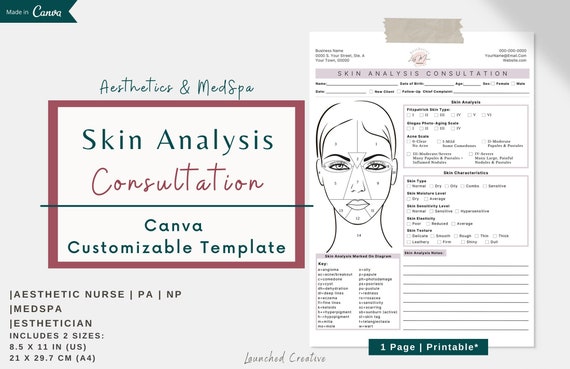 Skin Analysis Consultation Form Template Esthetician | Etsy
