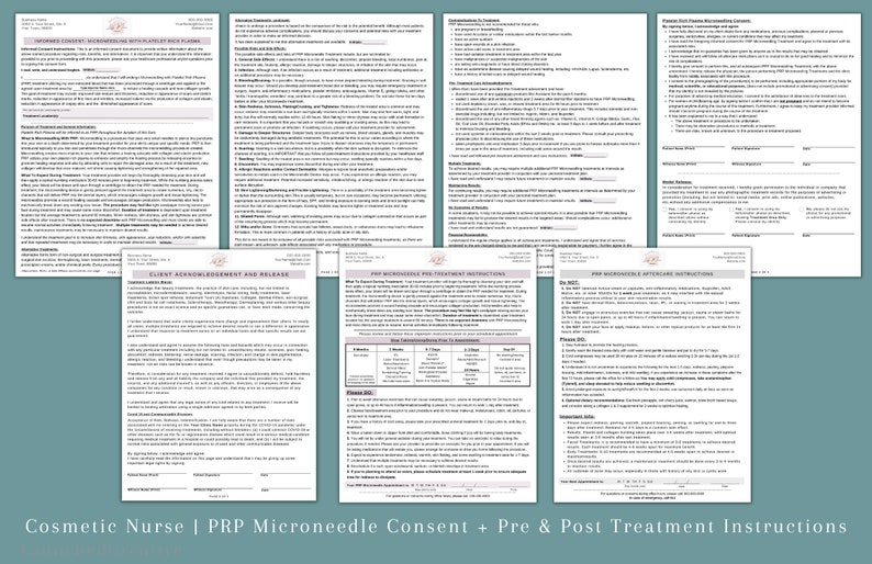 PRP Microneedling Consent Template Vampire Facial PRP - Etsy