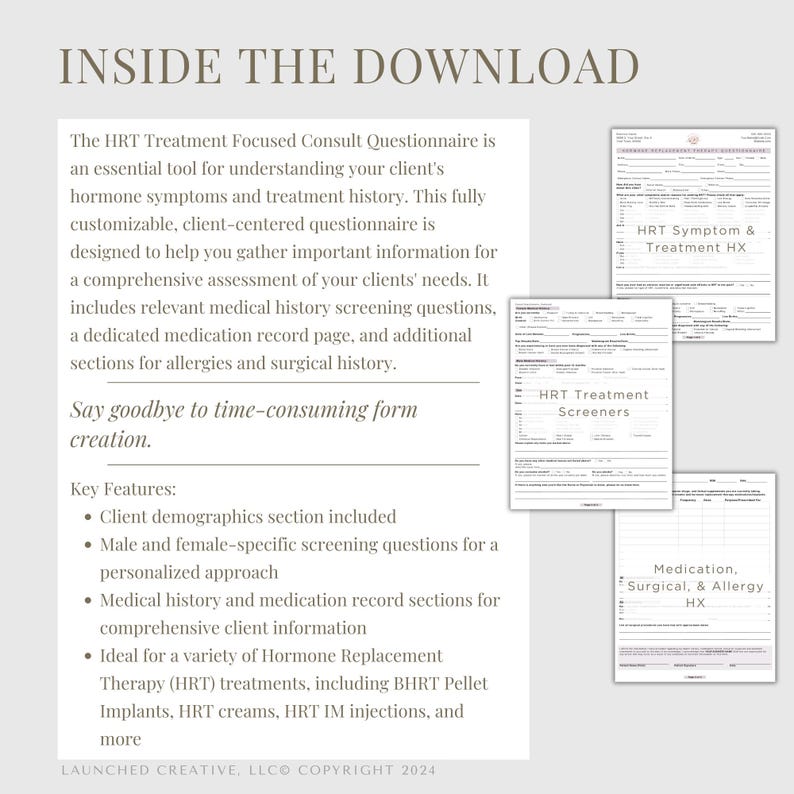 Hormone Replacement Therapy Intake Questionnaire Form Template ...
