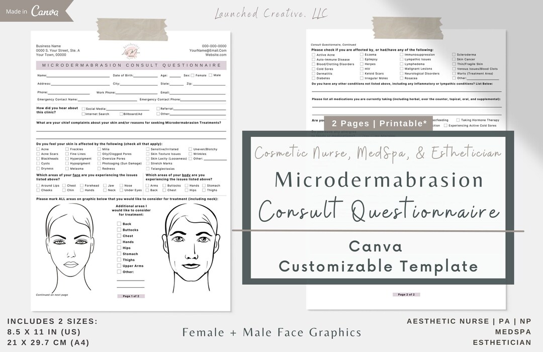 Microdermabrasion Consult Questionnaire | Medspa Nurse Esthetician ...