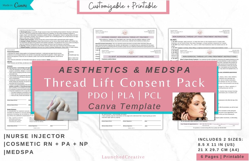 Thread Lift Consent Form Template PDO Thread Lift Silhouette - Etsy