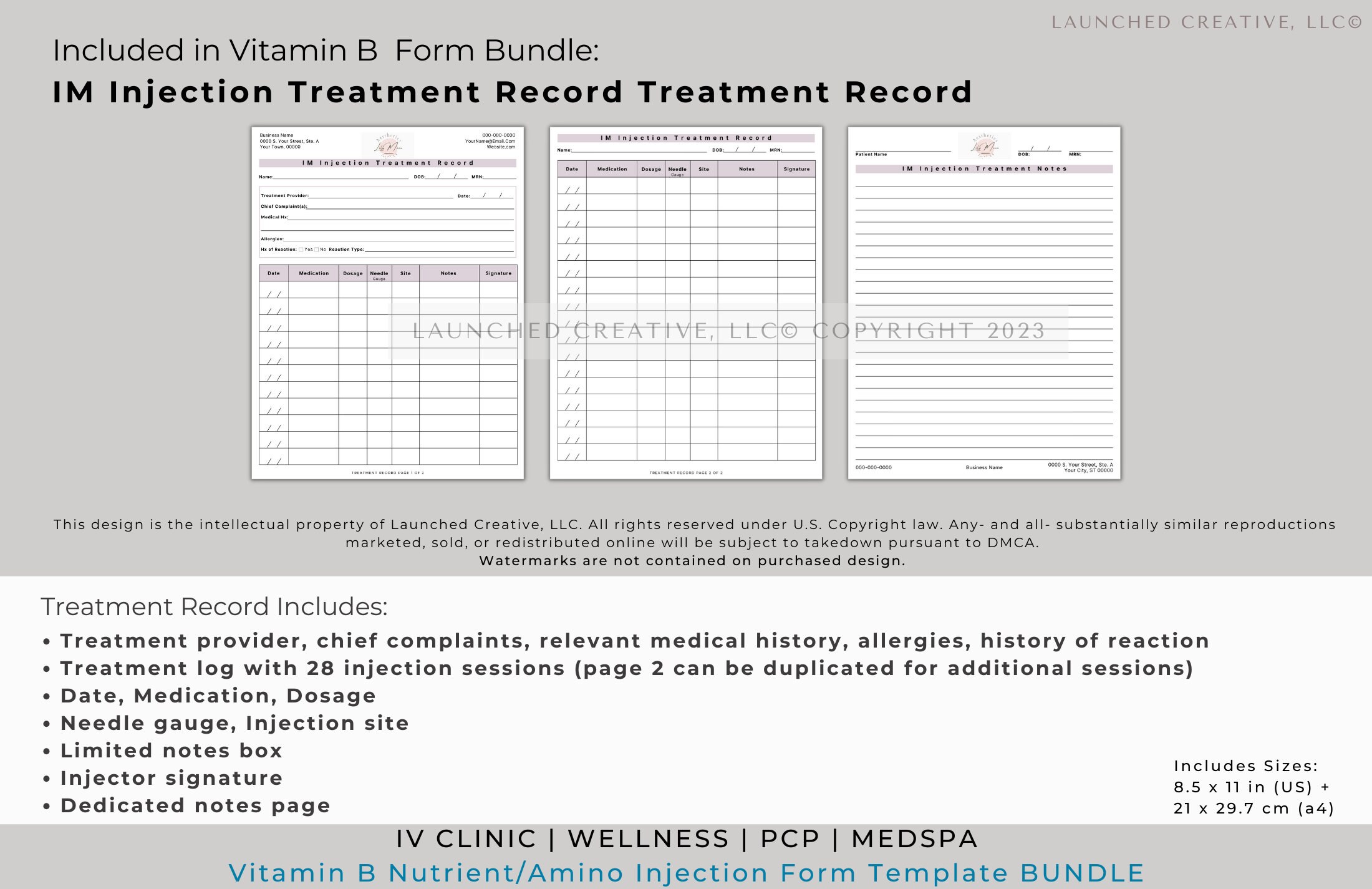 Vitamin B Complex B12 MIC Template BUNDLE Consent Consult Treatment ...