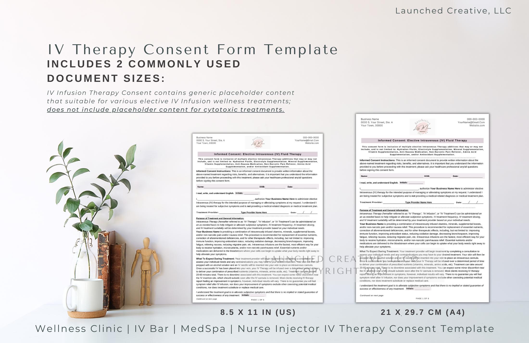 IV Infusion Therapy Consent Form Template | IV Fluid Therapy Consent ...