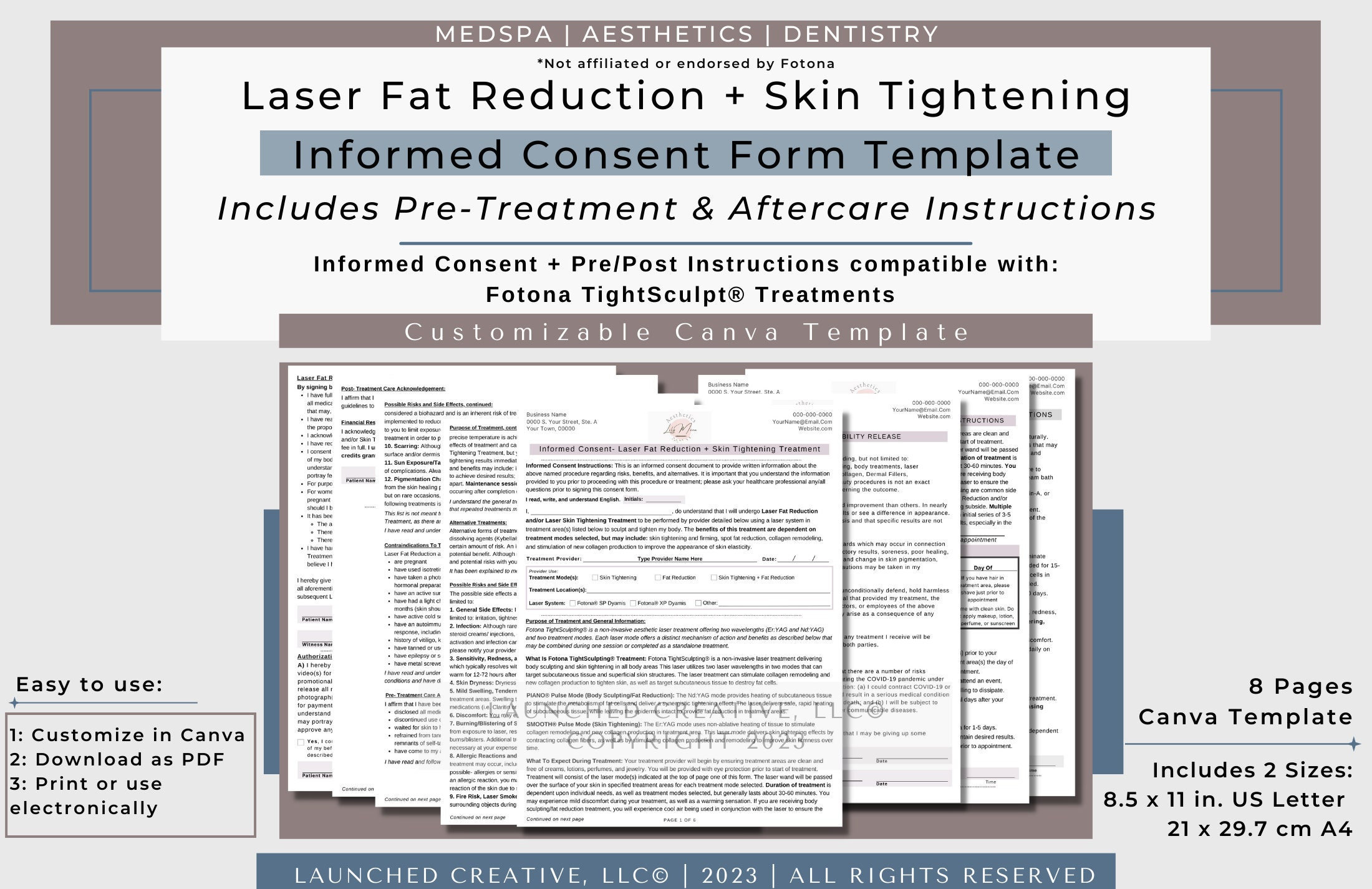 Laser Fat Reduction Skin Tightening Consent Form Template | Fotona ...