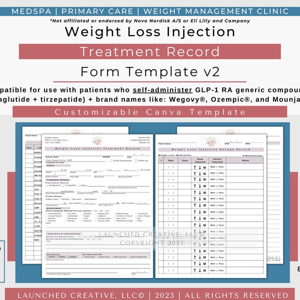 Tirzepatide Charting Form - Etsy