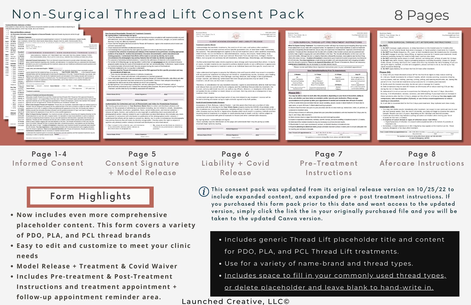 Thread Lift Consent Form Template PDO Thread Lift Silhouette Instalift PLA Thread Lift Consent ...