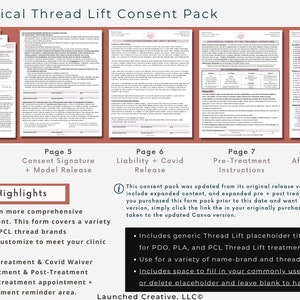 Thread Lift Consent Form Template | PDO Thread Lift Silhouette ...