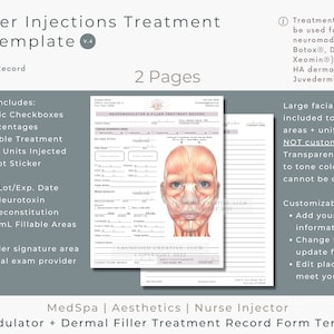 Filler Neurotoxin Injection Treatment Record Form Template | Aesthetic ...