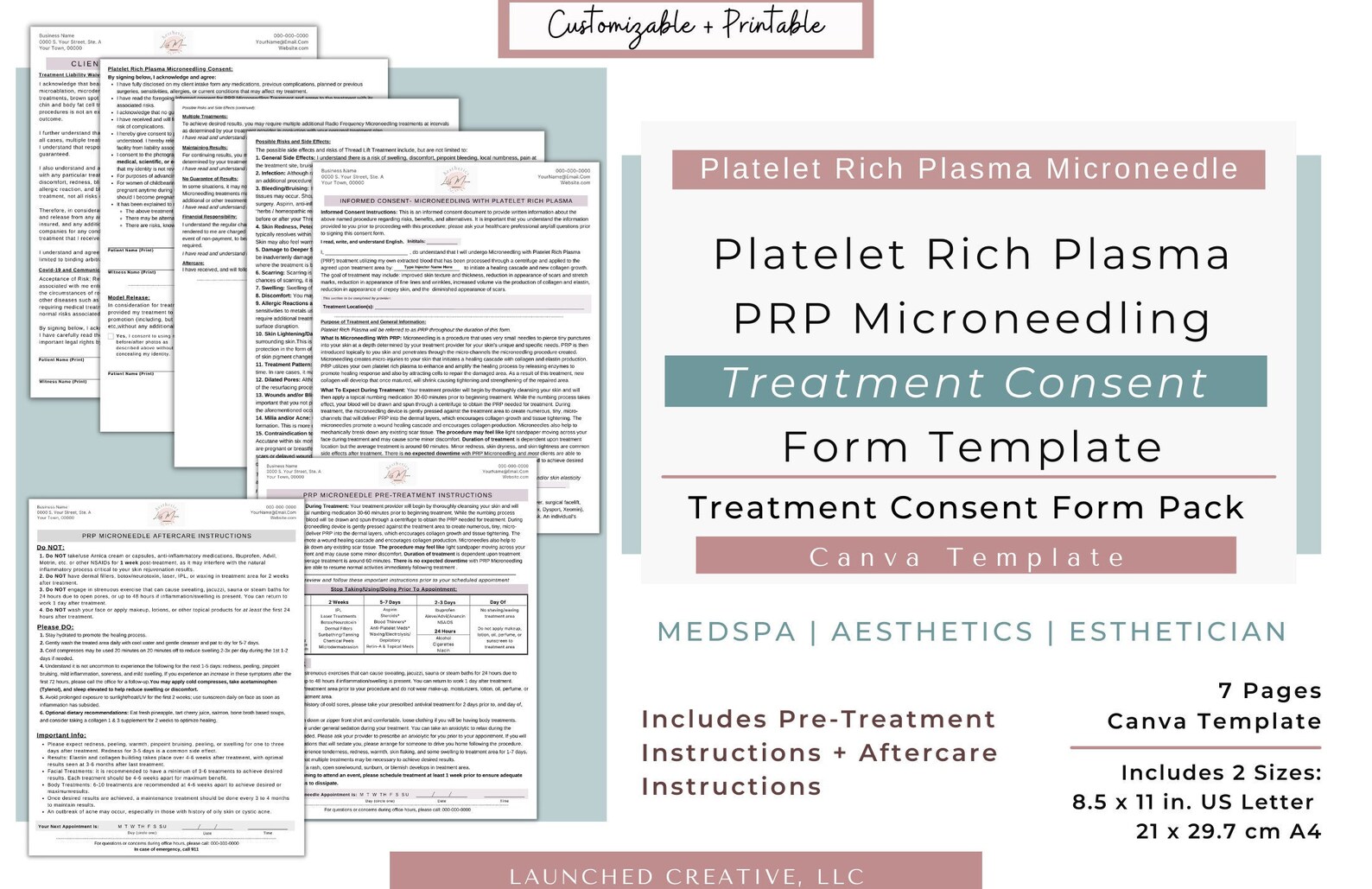 PRP Microneedling Consent Template | Vampire Facial PRP Consent ...
