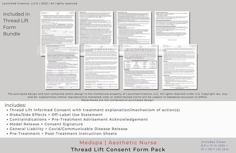Thread Lift Form Bundle Threadlift Consent PDO Thread Consult Thread ...