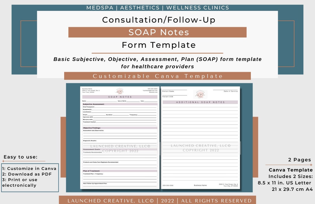 SOAP Note Template | Aesthetic Medspa Esthetician SOAP Note ...
