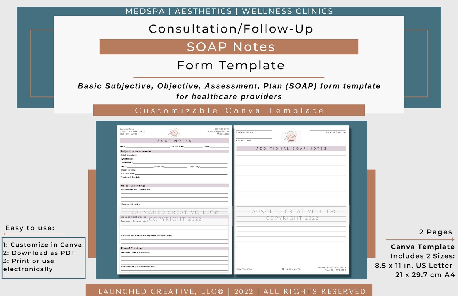 SOAP Note Template | Aesthetic Medspa Esthetician SOAP Note ...