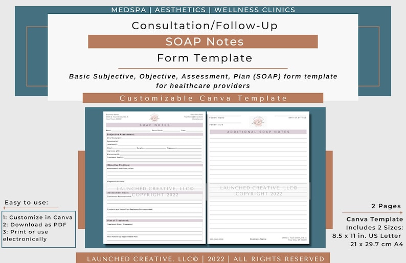 SOAP Note Template | Aesthetic Medspa Esthetician SOAP Note ...