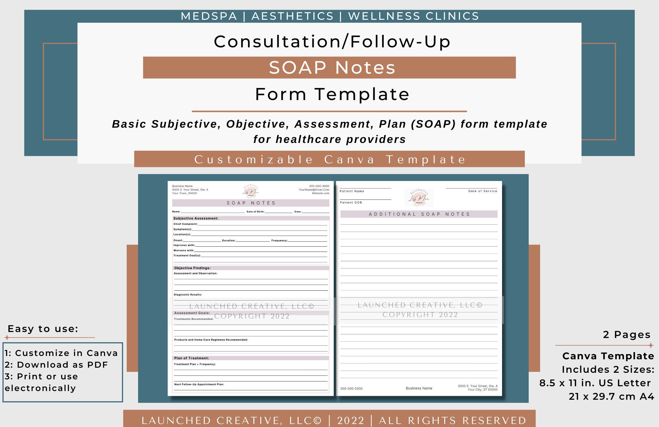 SOAP Note Template | Aesthetic Medspa Esthetician SOAP Note ...