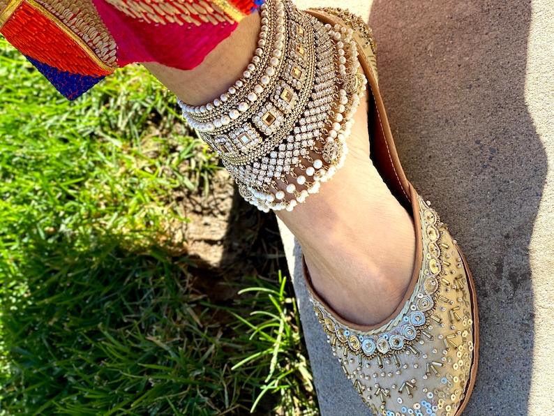 Pakistani Pearl & Crystal Payal Anklet - Etsy