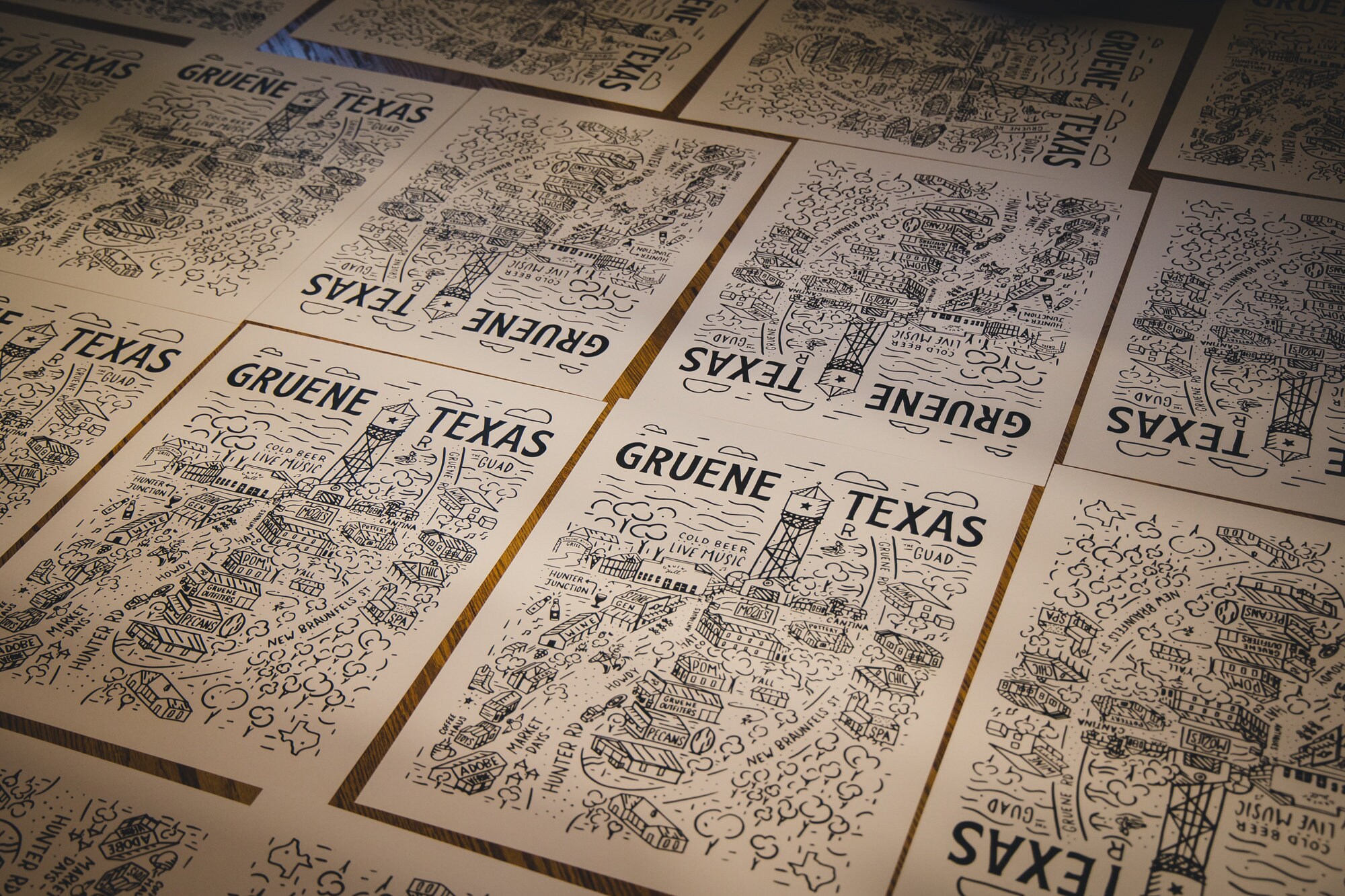 Gruene Texas Map | Art Silkscreen Poster | Texas Cities |texas Art - Etsy