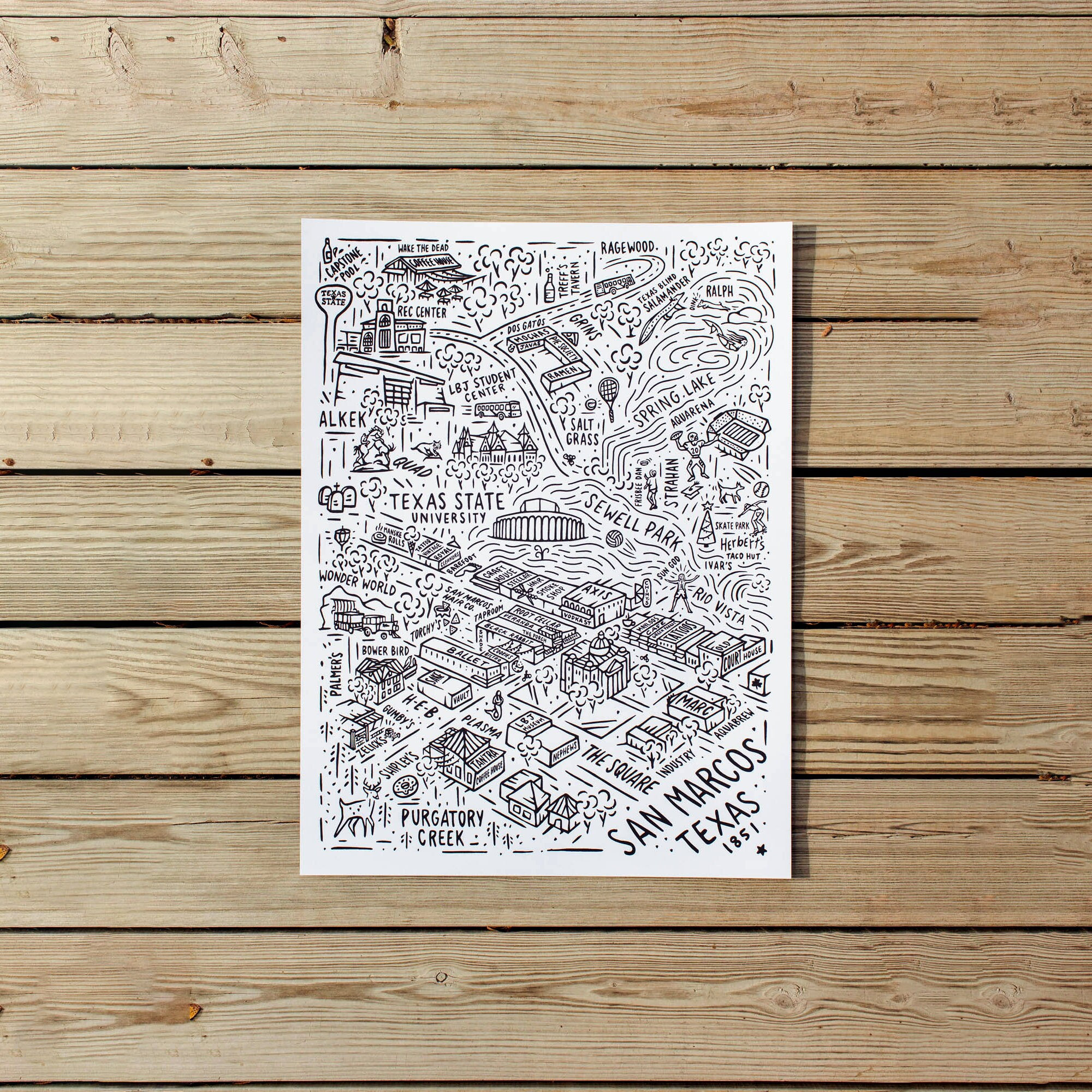 San Marcos Texas Map Art: Silkscreen Poster Print - Etsy