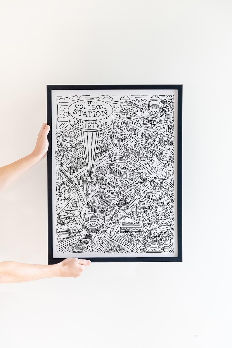 Texas A&M Map Art: College Station Silkscreen Poster - Etsy