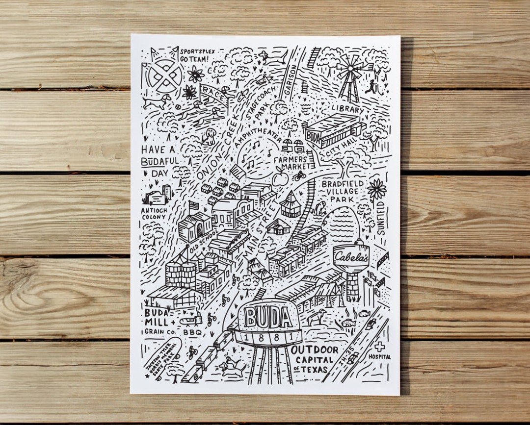 Buda Texas Map Art Silkscreen Poster Map - Etsy