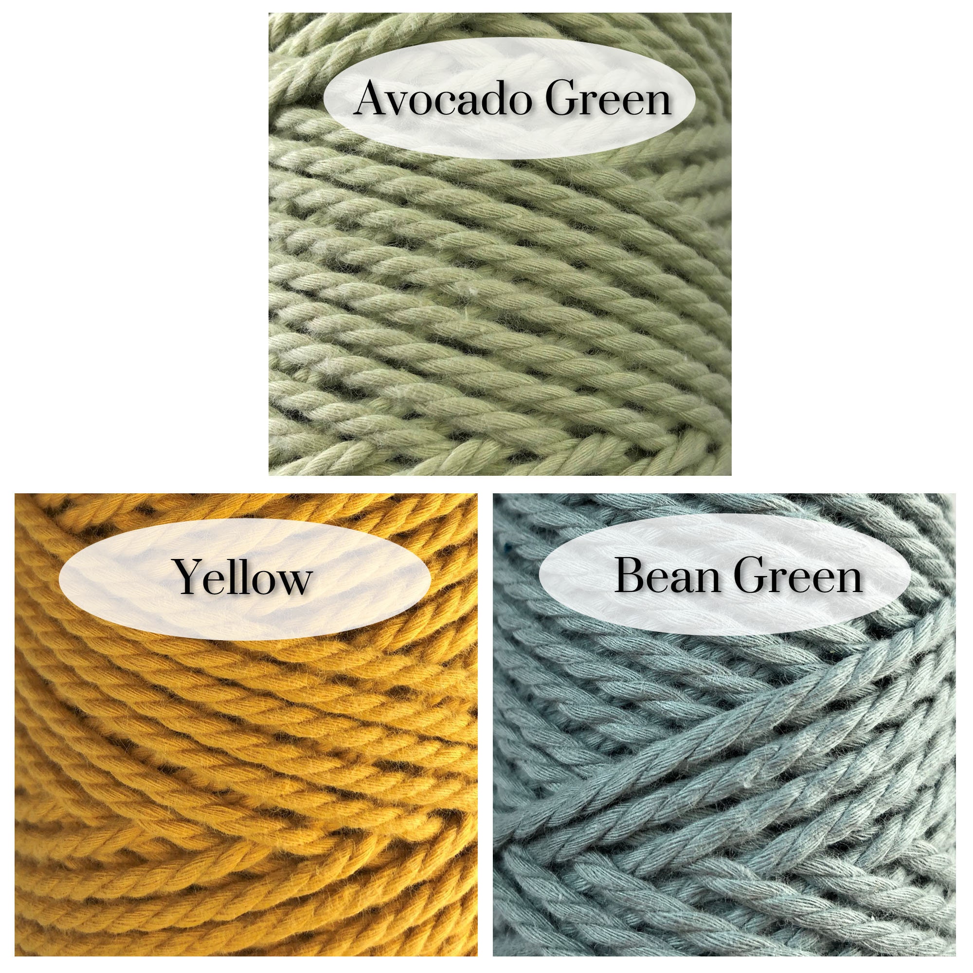 3 Mm Triple Strand Colored 100% Cotton Macrame Cord, Macrame Rope ...