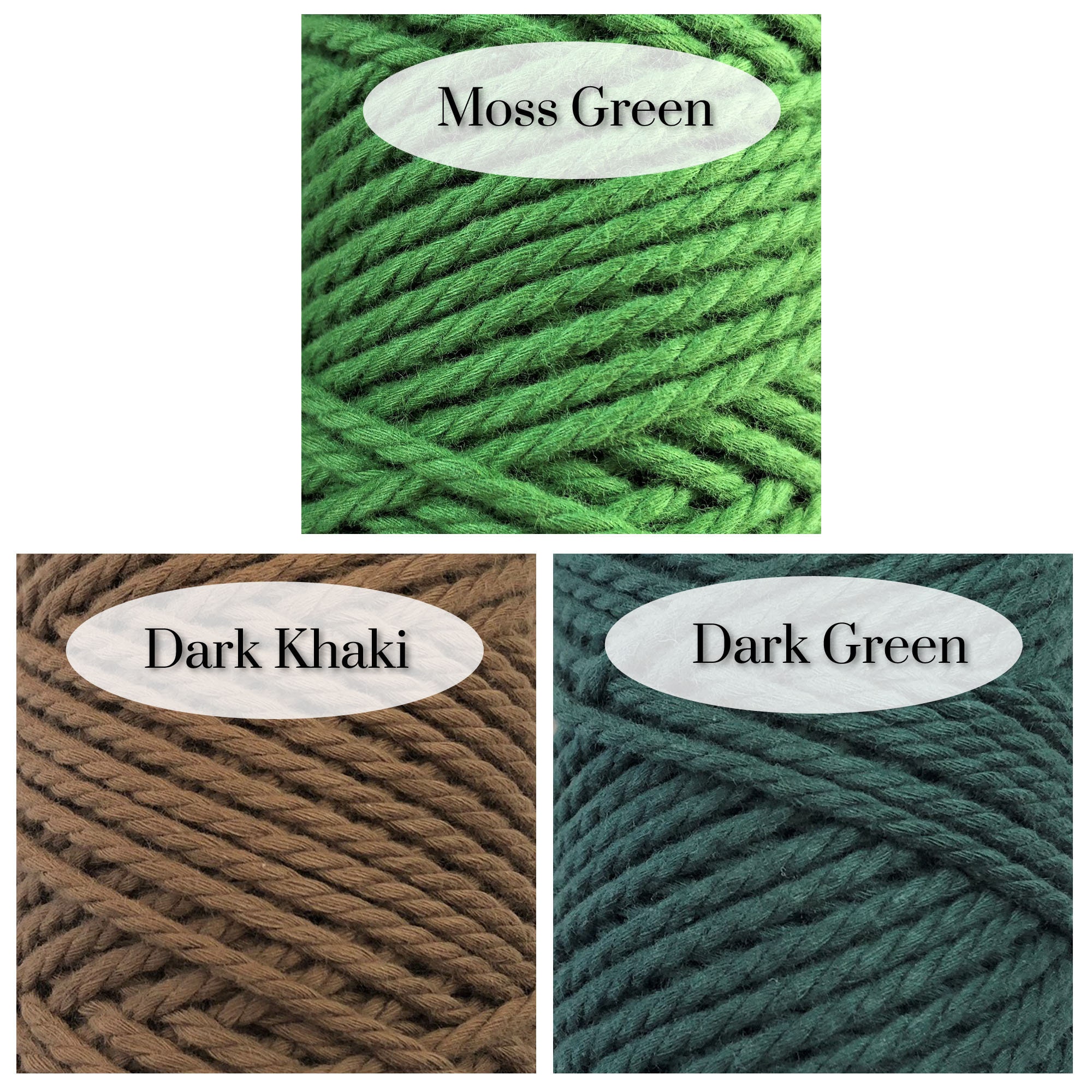 3 Mm Triple Strand Colored 100% Cotton Macrame Cord, Macrame Rope ...