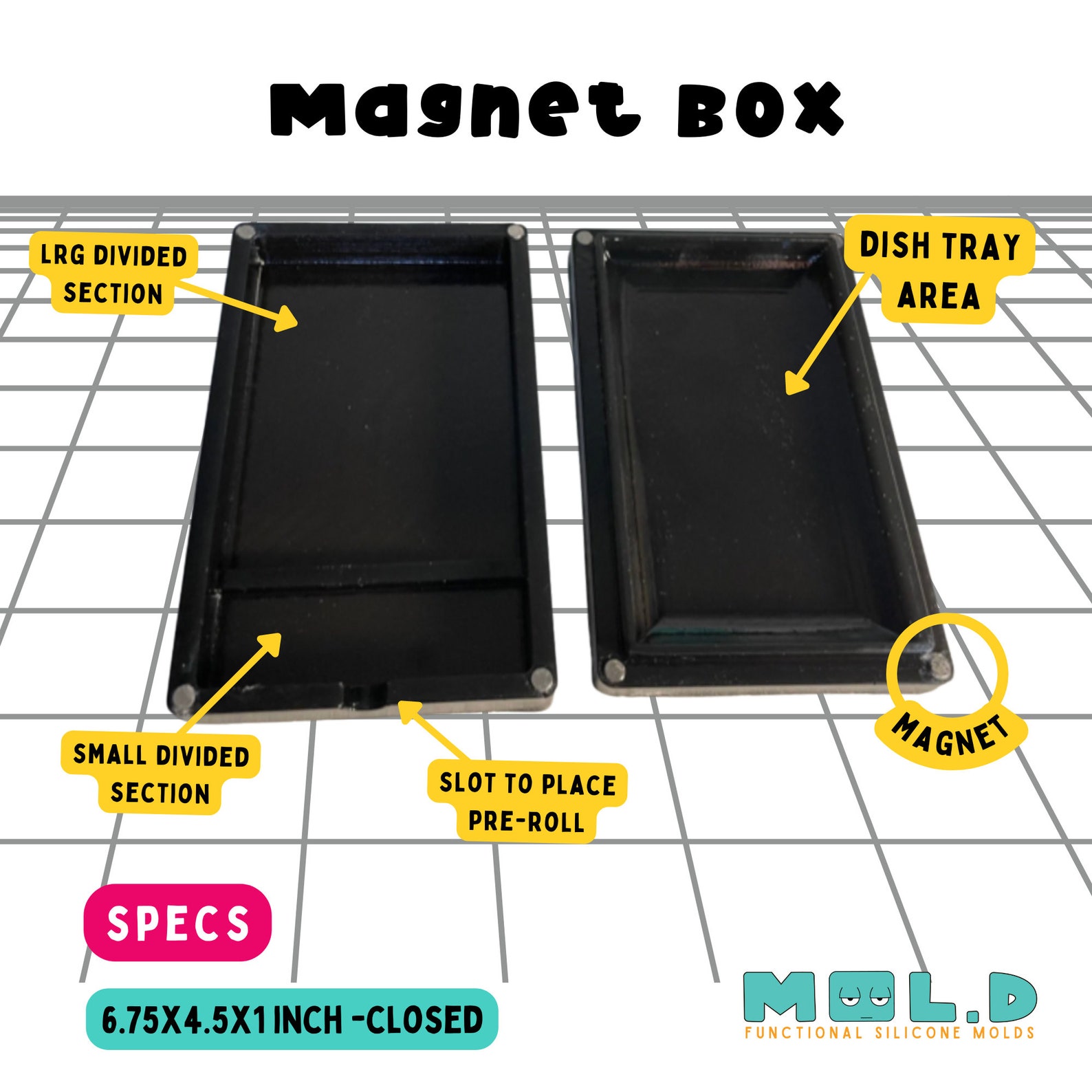 Magnet Silicone Box, Resin Mold Box With Joint Rest, Silicone Rolling ...
