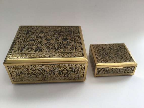 Vintage Decorative Handcrafted Etched Gold Color Meta… - Gem