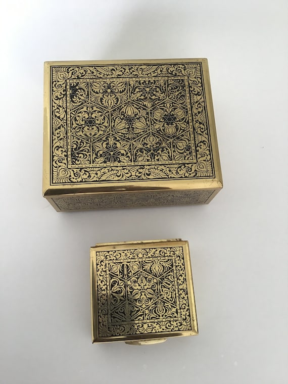 Vintage Decorative Handcrafted Etched Gold Color Meta… - Gem