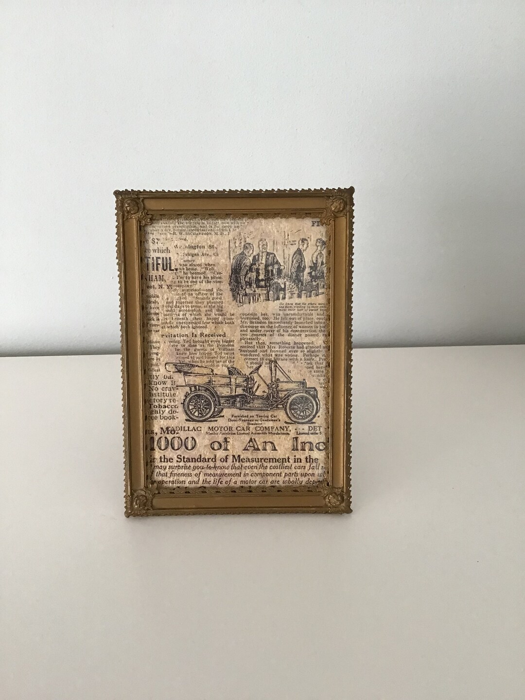 Antique Victorian 8” Metal Photo Frame With Floral Leaves Rim and ...