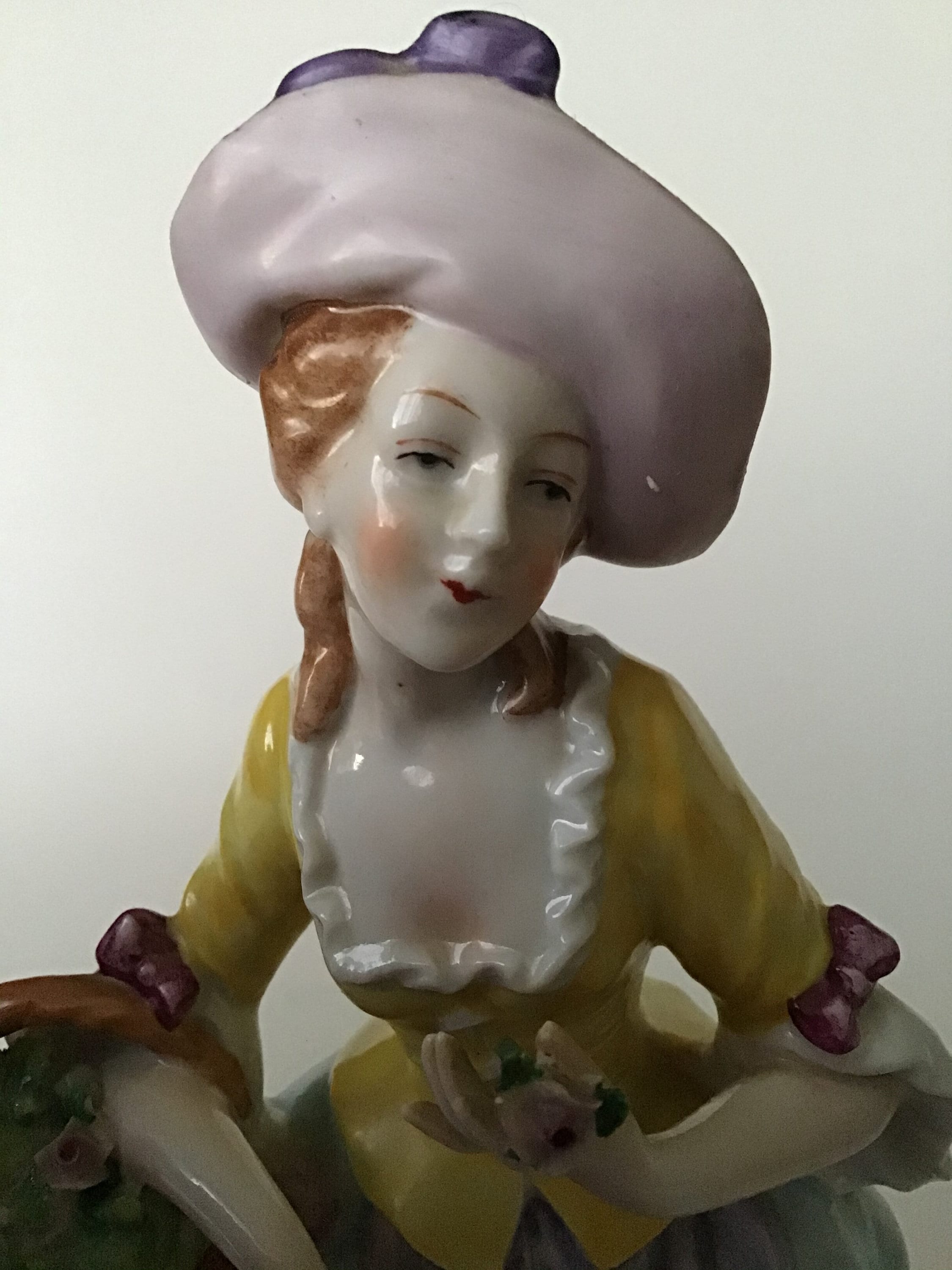 Sitzendorf Pottery Marked Lady With Basket of Flowers Porcelain ...