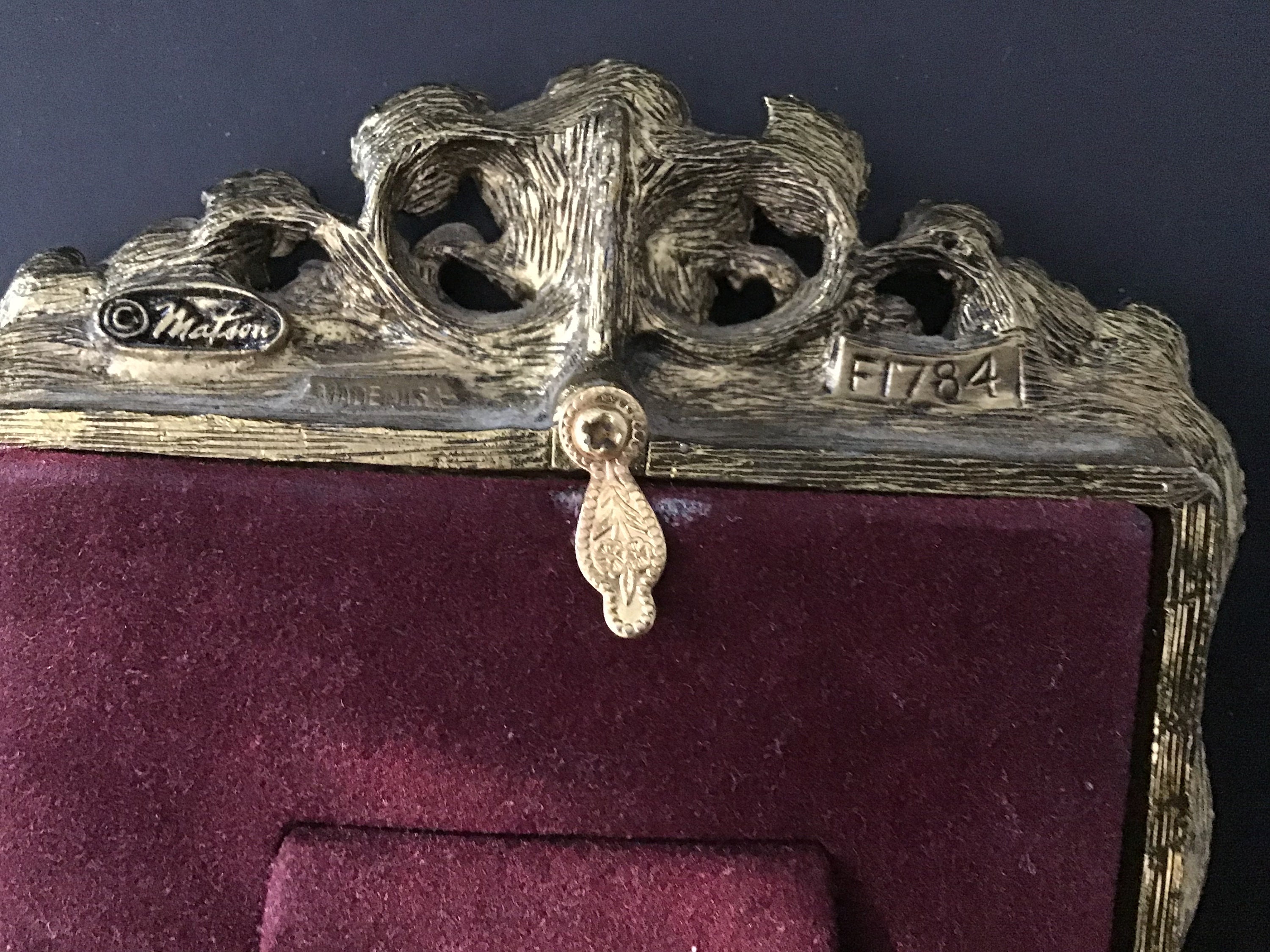 Vintage Matson Gold Color Metal Photo Frame and Vase Ormolu Rose Decor ...