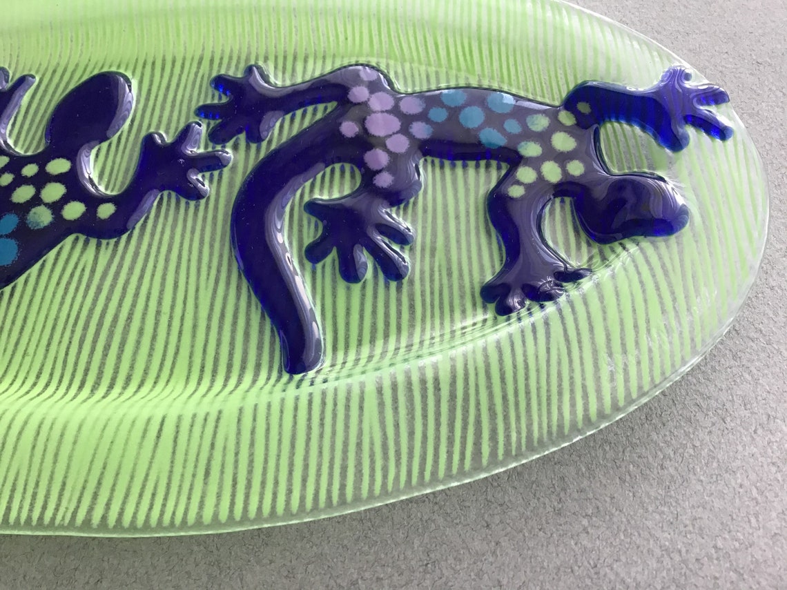 Fused Art Glass Plate/tray Lizard Design 12x6 - Etsy