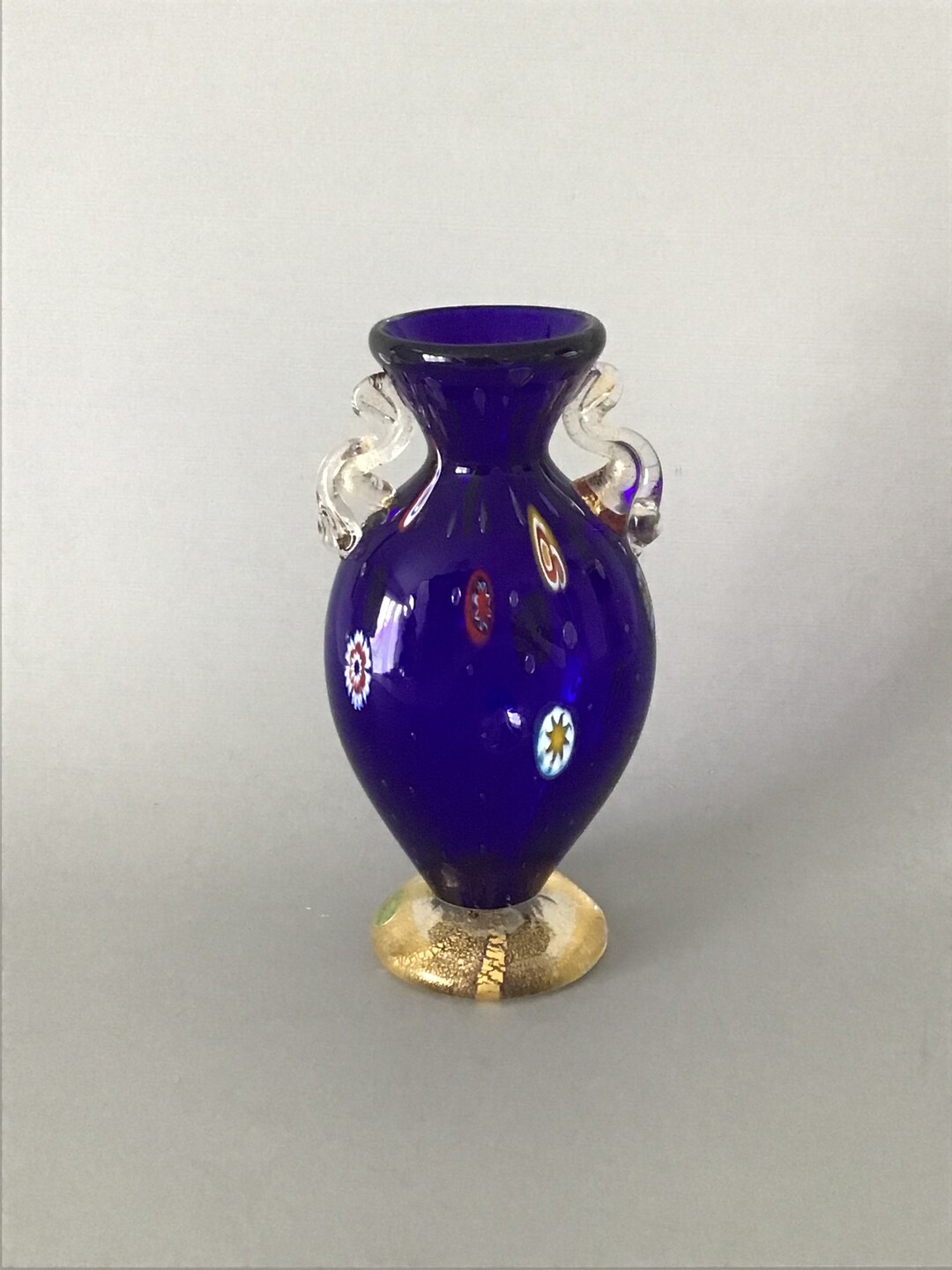 Vintage Murano Art Glass Cobalt Blue Amphora Shaped and Pinched ...