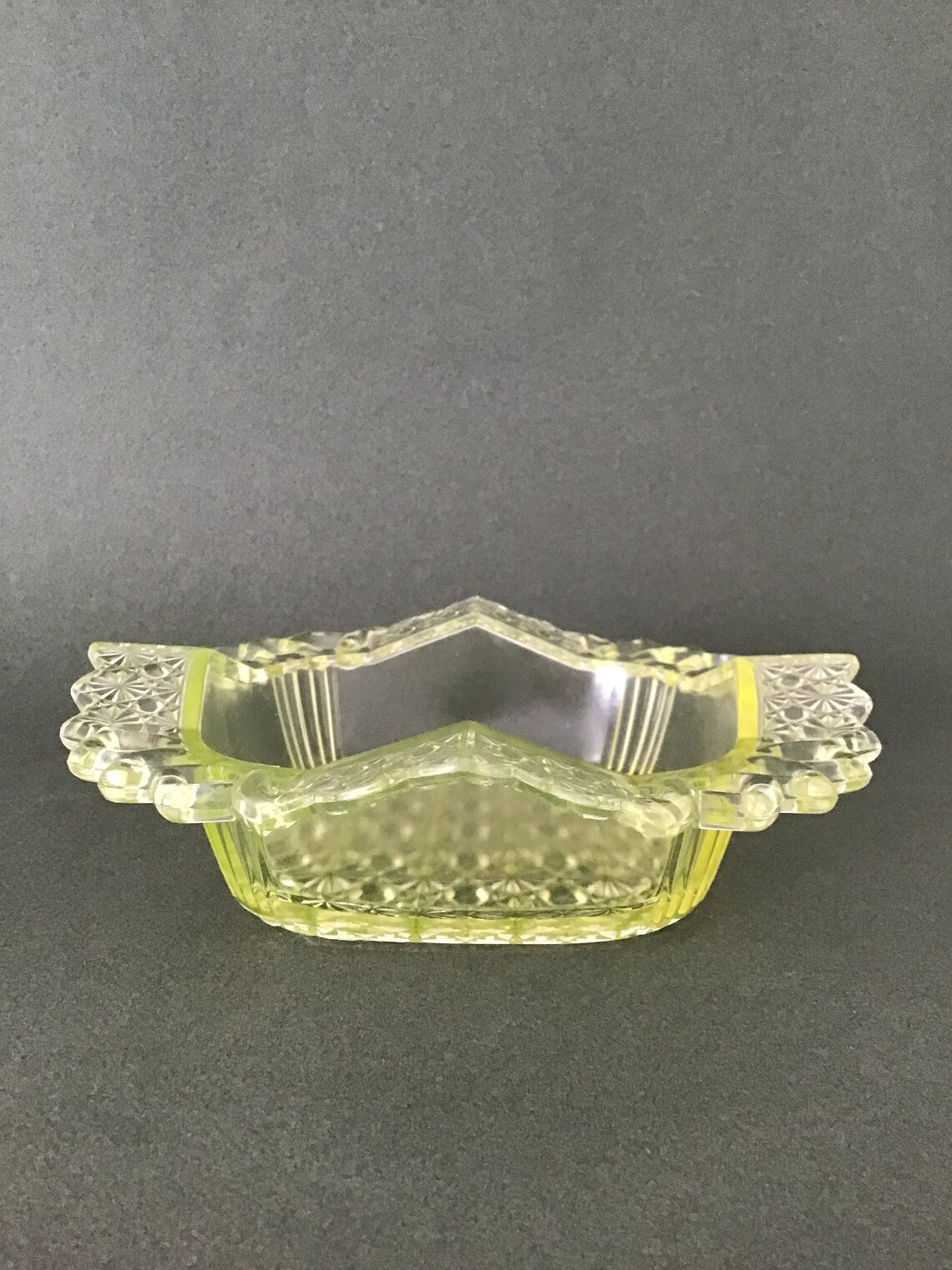 EAPG Bryce Bros Vaseline Glass Fashion Daisy&Button Butter - Etsy España