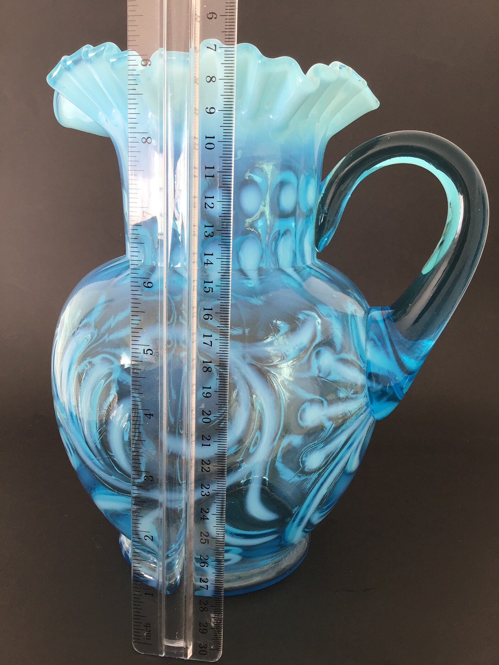 Victorian Aqua Blue Opalescent Pitcher Made by Fenton circa | Etsy