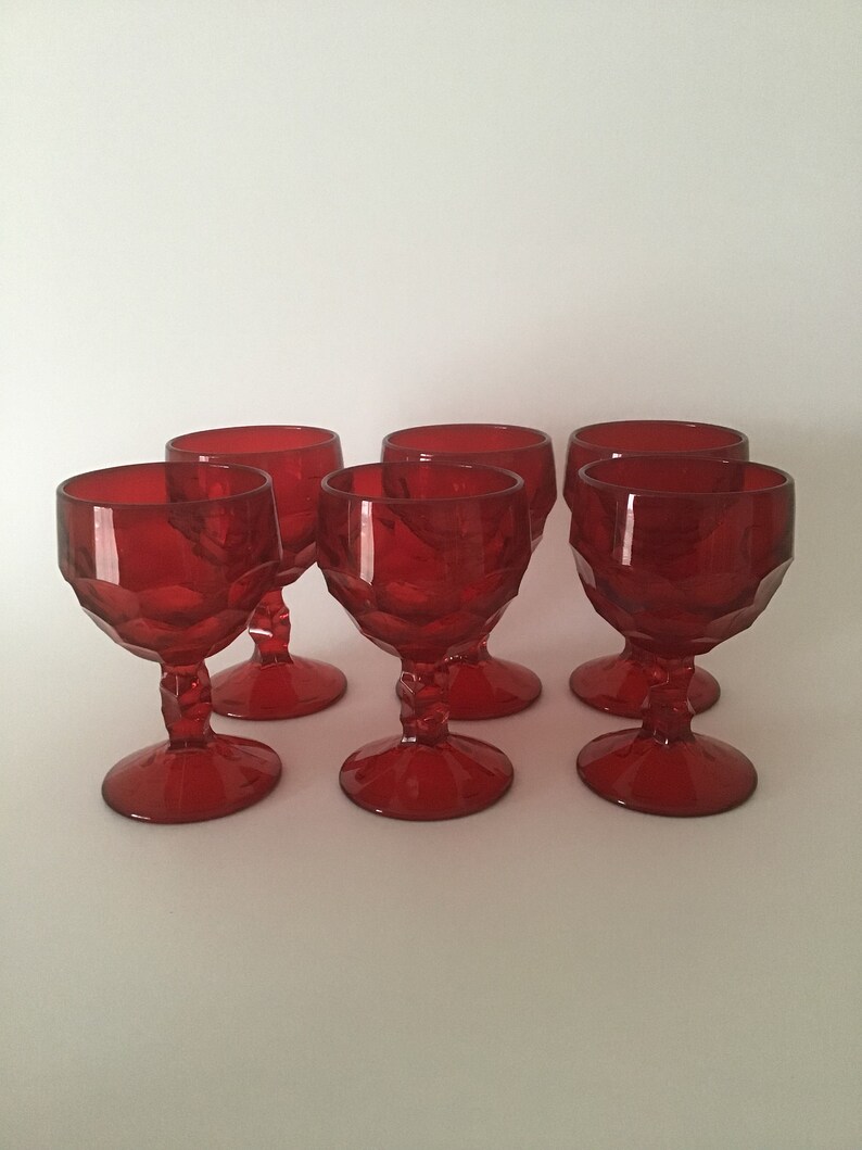 Vintage Viking Georgian Ruby Red Wine Goblet Set of 6 - Etsy