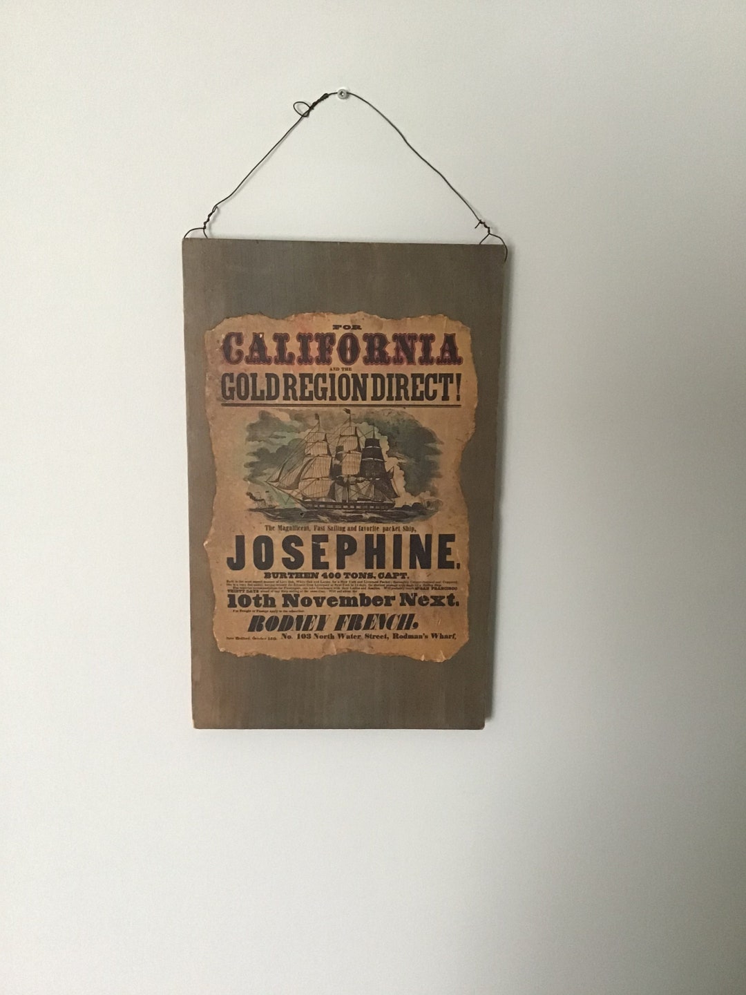 Vintage Mid-century Wall Art Wood Plague Advertisement the Ship ...