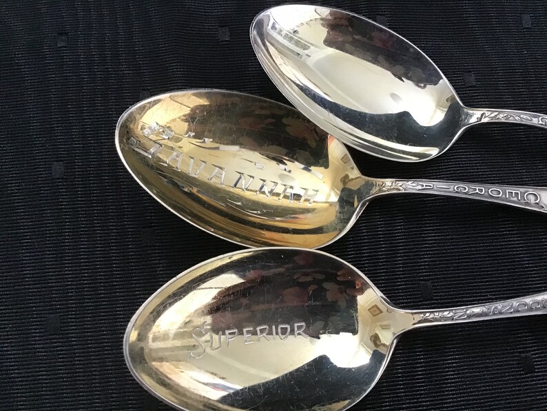 Three Antique Sterling Souvenir Spoons by Manchester Silver - Etsy