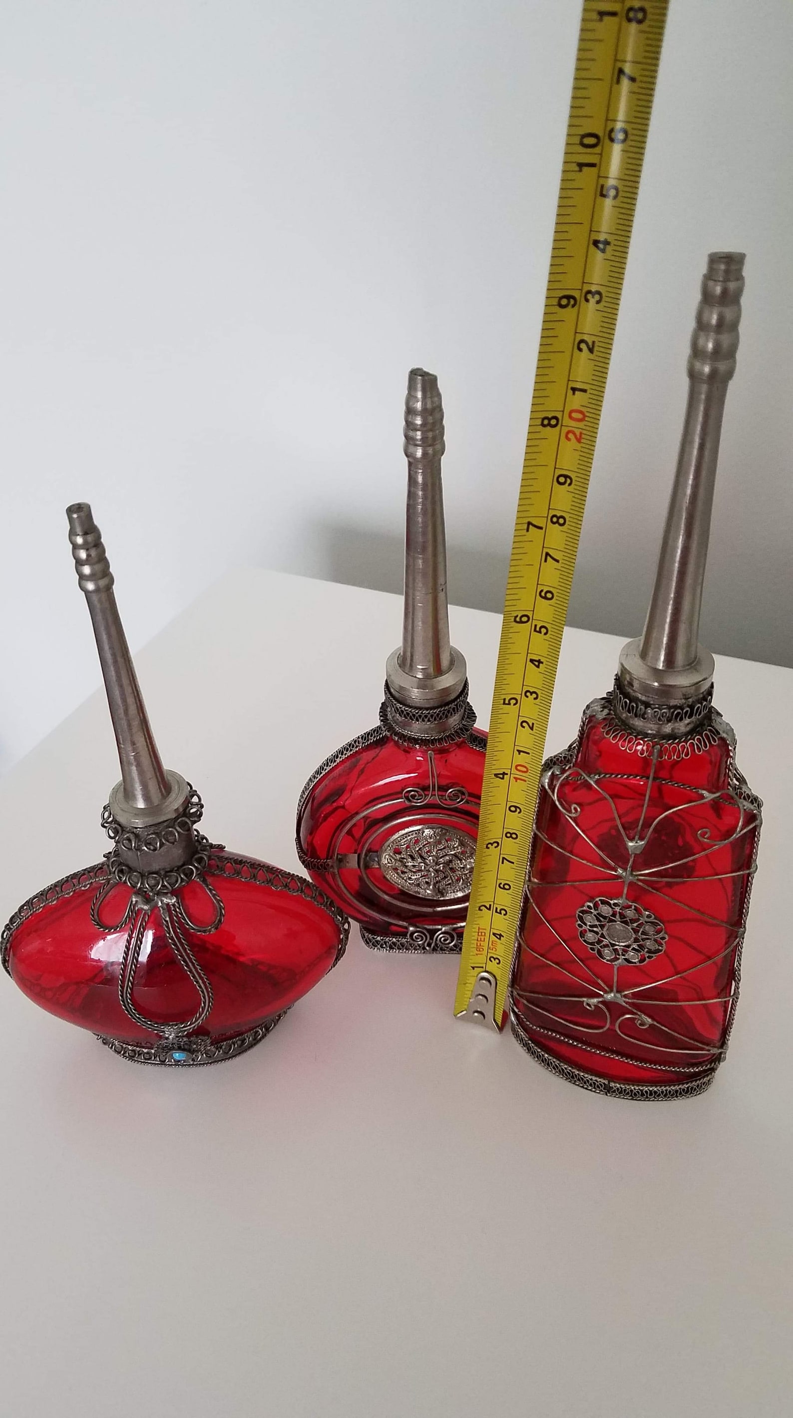 Vintage Moroccan Ruby Red Perfume Bottles With Wire Filigree - Etsy