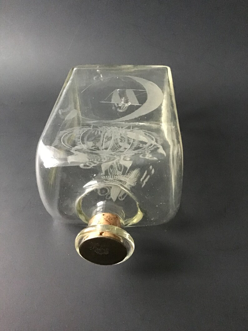 Antique Swedish Hand Blown Crown and Flowers Etched Bottle/decanter ...
