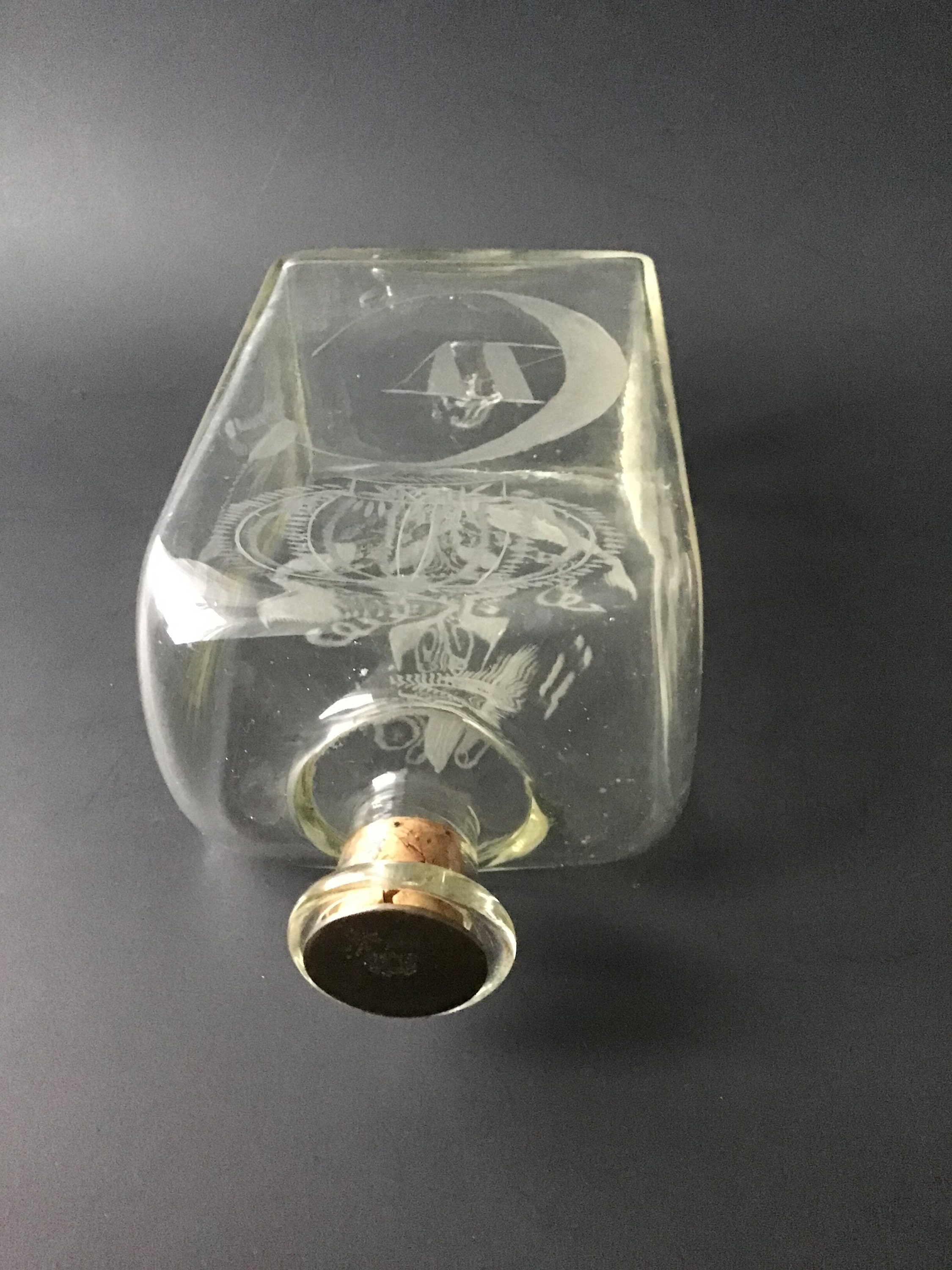 Antique Swedish Hand Blown Crown and Flowers Etched Bottle/decanter ...